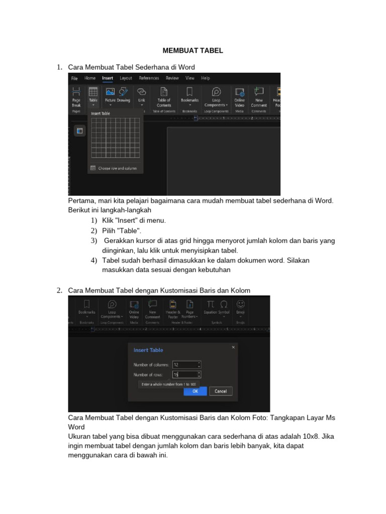 Cara Membuat Tabel di Word | PDF