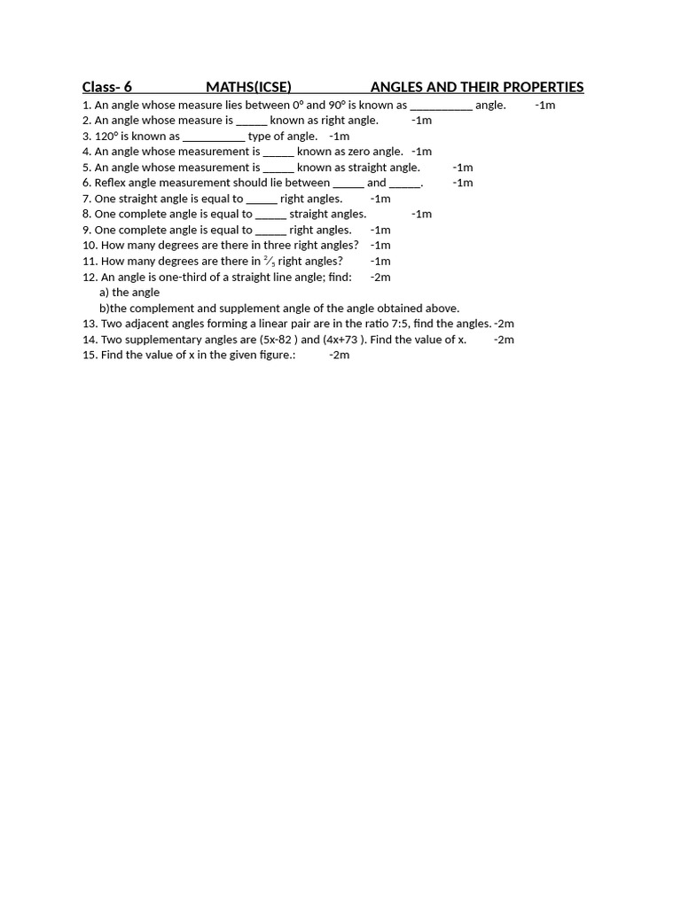 Class 6 Icse Angles | PDF