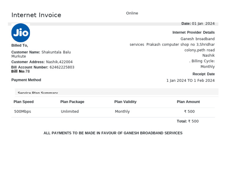 Wifi Bill Oct | PDF