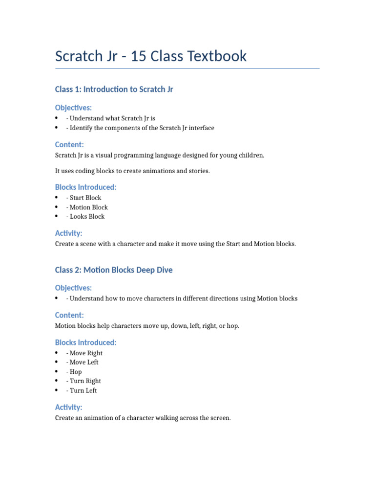 Final Scratch JR 15class Textbook With Visuals | PDF
