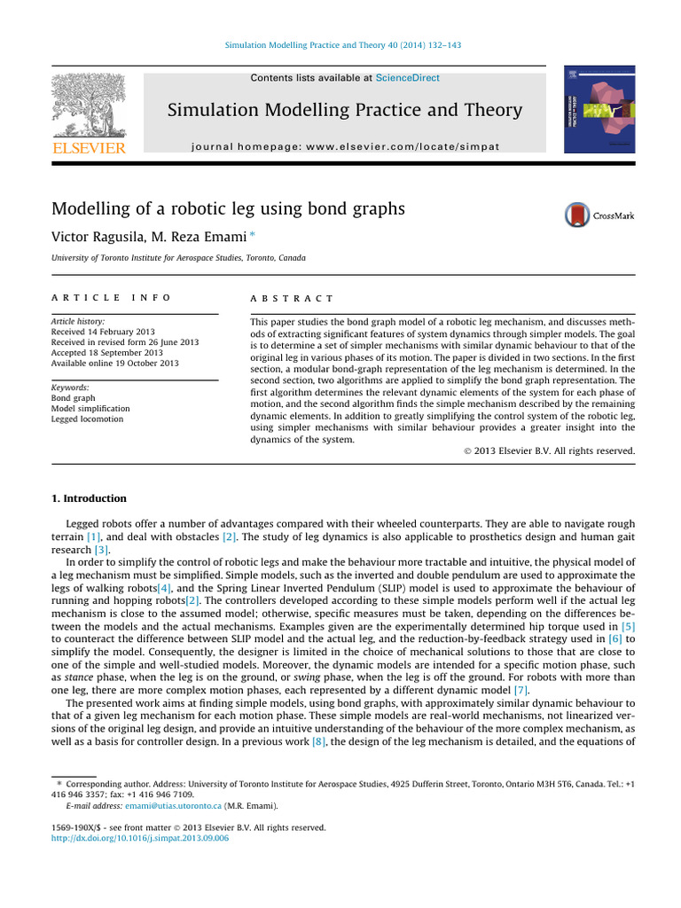 Robotic Leg Dynamics via Bond Graphs | PDF | Force | Velocity