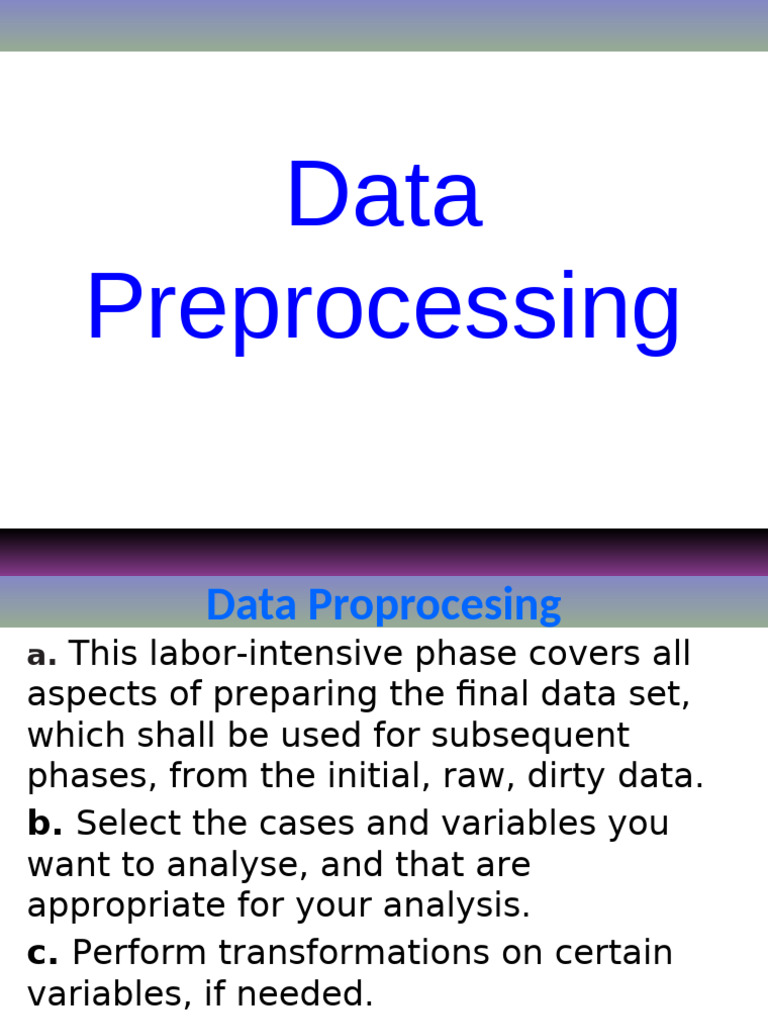 Data Preprocessing and Cleaning Guide | PDF | Standard Deviation | Variance