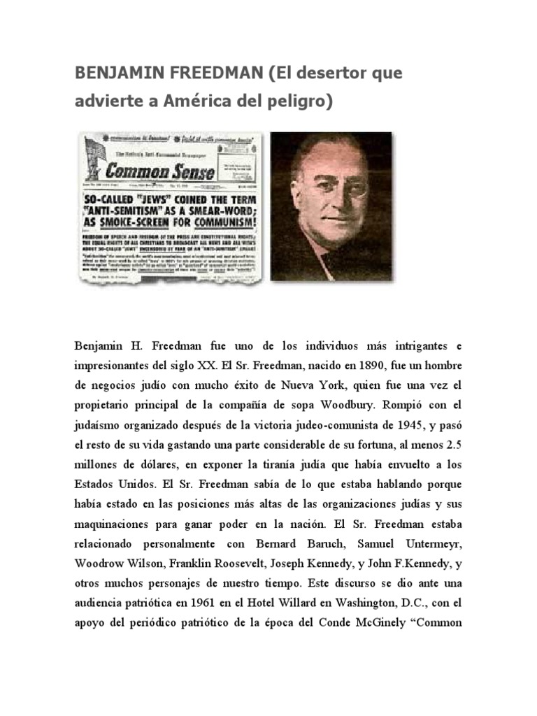 Benjamin Freedman - El Desertor Que Advierte A America Del Peligro ...