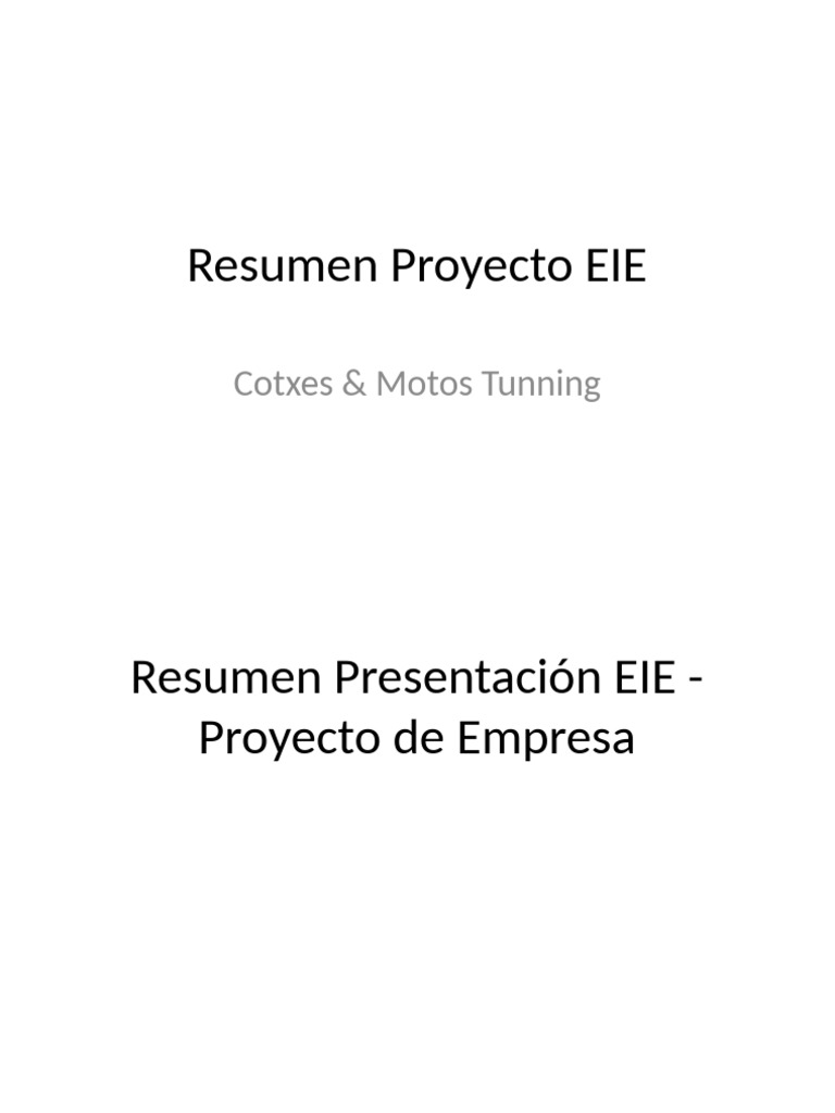 Resumen Presentacion EIE | PDF | Economias