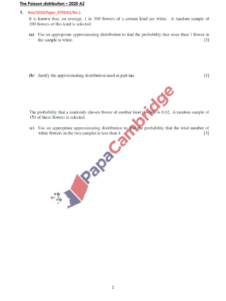 2020 A2 The Poisson Distribution | PDF