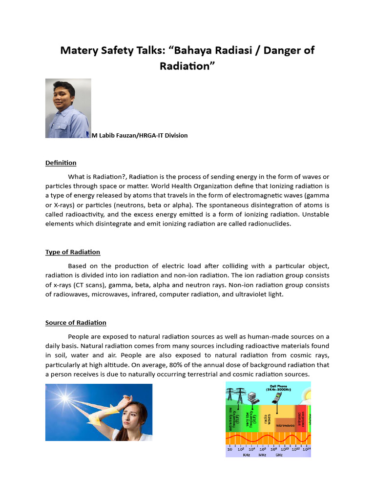 (Fauzan) Matery Safety Talks | PDF | Ionizing Radiation | Radiation