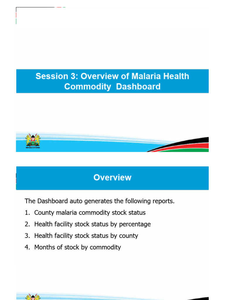 Overview of Malaria Health Commodity Dashboard | PDF