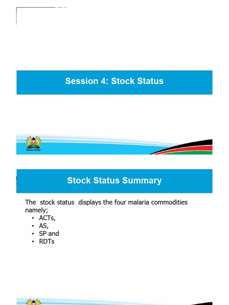 Malaria Commodities Stock Status Guide | PDF