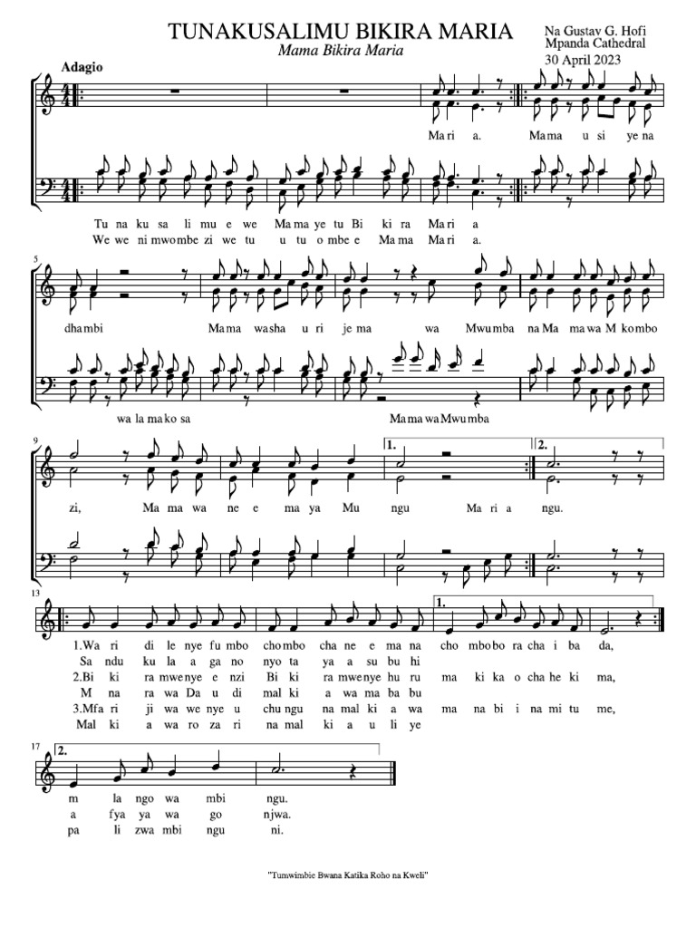 Tunakusalimu Bikira Maria | PDF