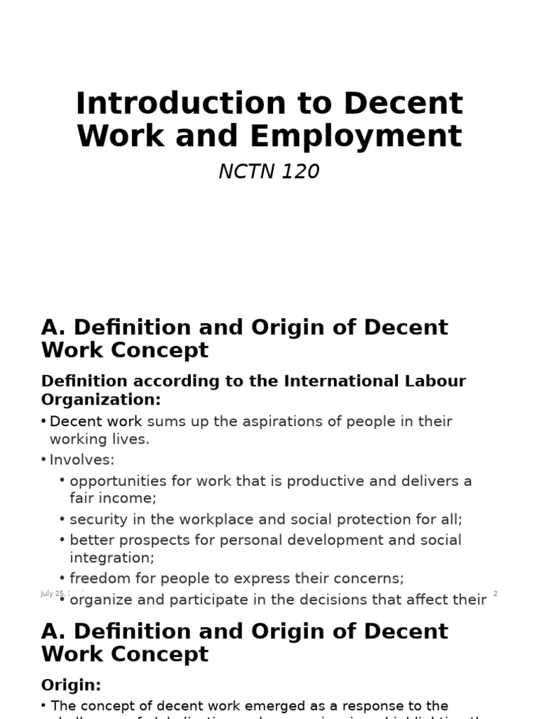 Defining Decent Work and Employment | PDF | International Labour ...