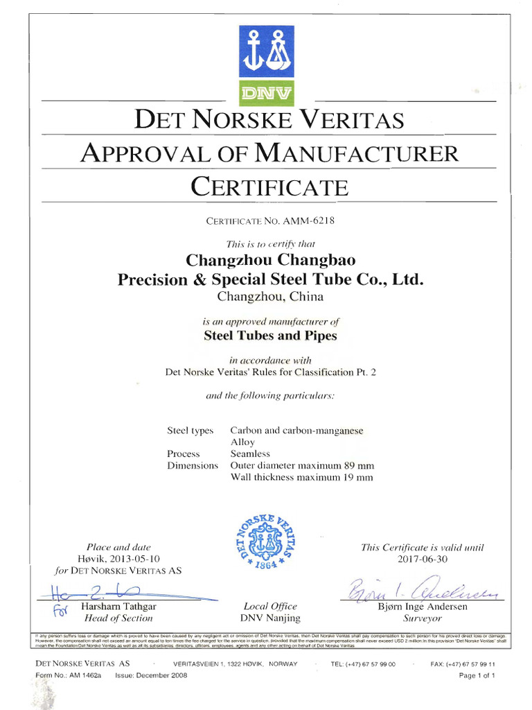 DNV Certificate | PDF