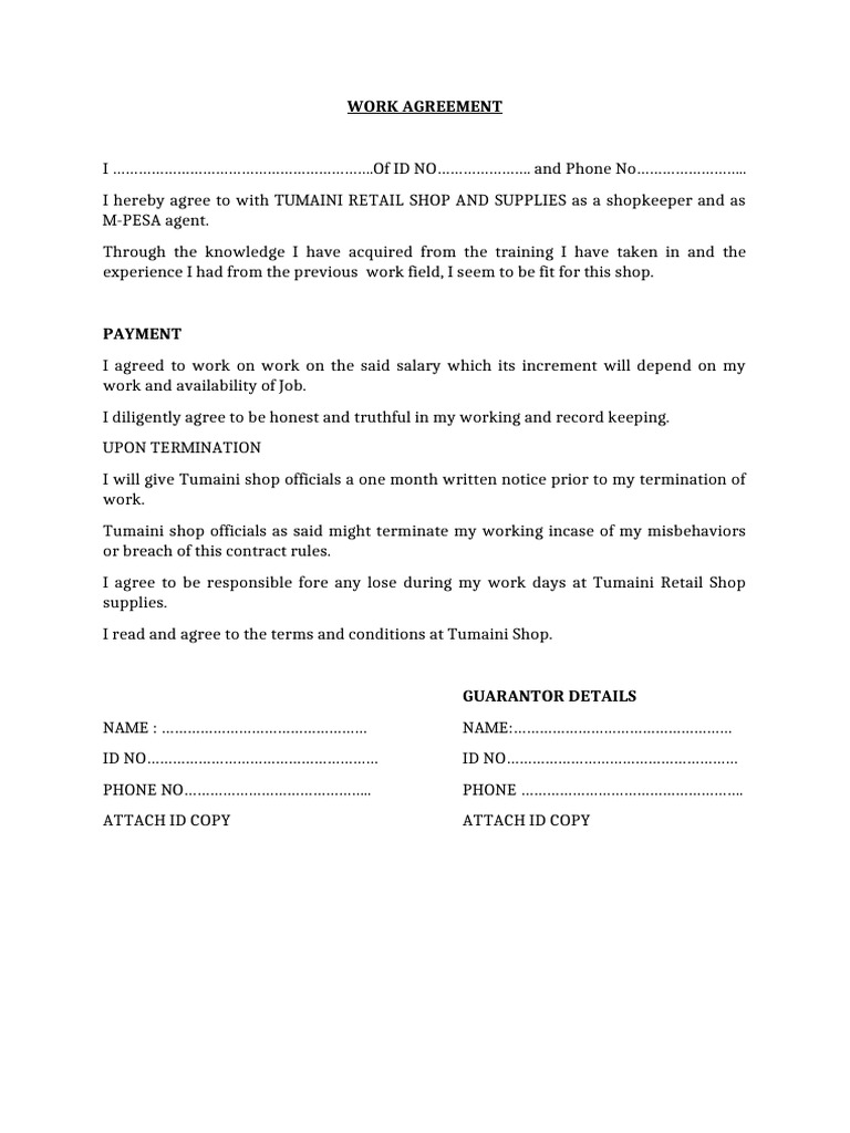 Work Agreement | PDF