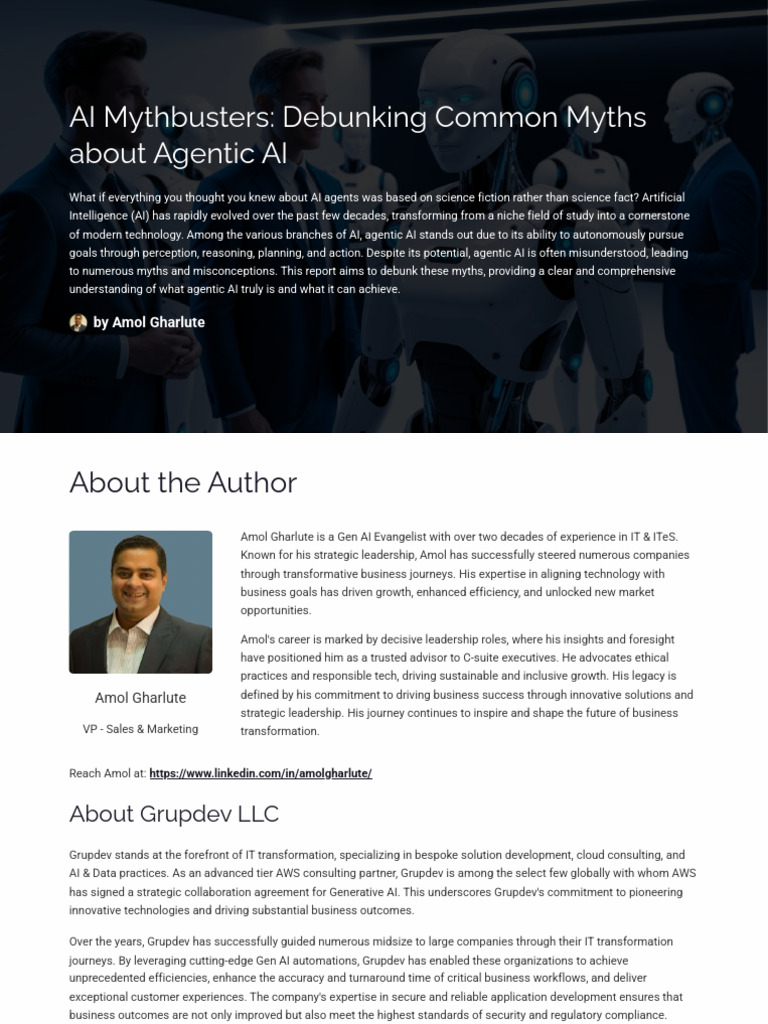 Ai Mythbusters Debunking Common Myths About Agentic Ai | PDF | Artificial Intelligence ...
