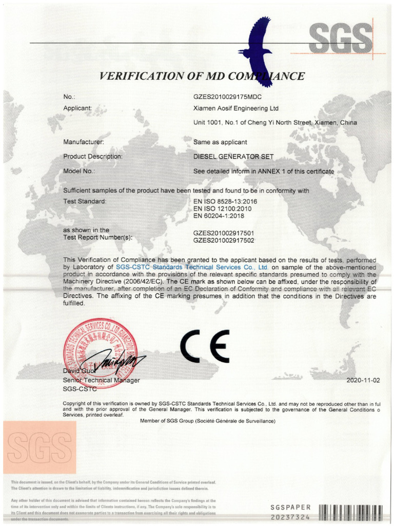 CE Certification Test Standard ISO 8528 | PDF