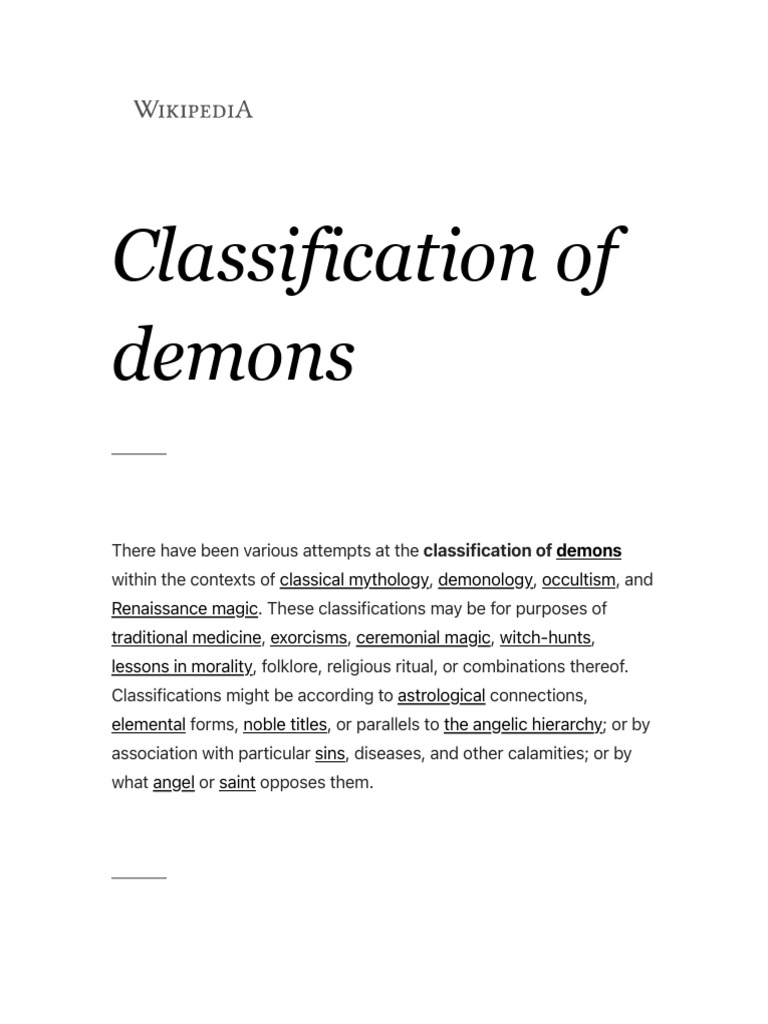 Classification of Demons - Wikipedia | PDF | Demons