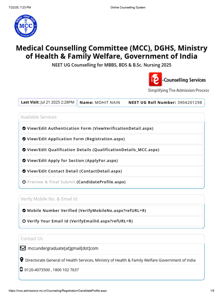 Online Counselling System MOHIT 1 | PDF