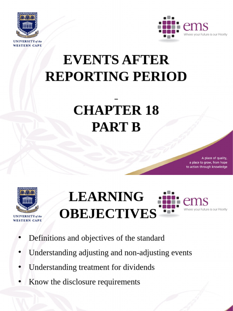 Events After Reporting Period Explained | PDF | Going Concern ...