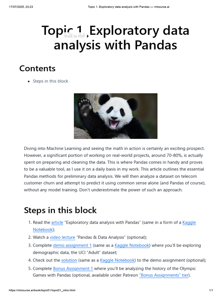 Topic 1. Exploratory Data Analysis With Pandas - Mlcourse - Ai | PDF