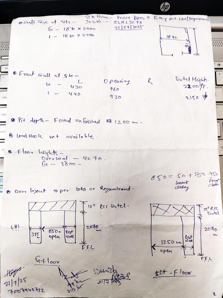 Lift Rectification Work Drawing | PDF