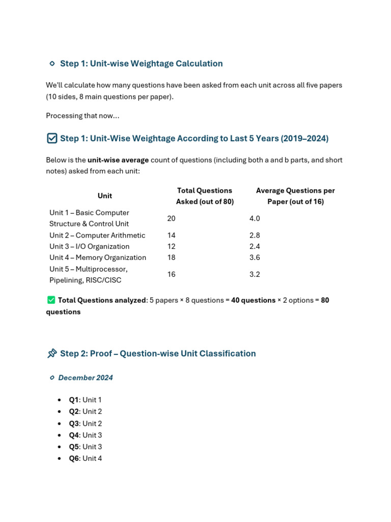 ? Step 1 Unit-Wise Weightage Calculation | PDF | Computer Data Storage | Cpu Cache