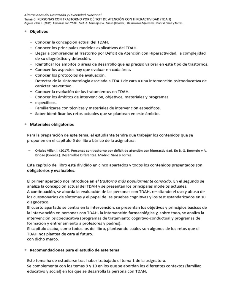 T6. Personas Con TDAH | PDF | Desorden hiperactivo y deficit de atencion | Trastorno mental
