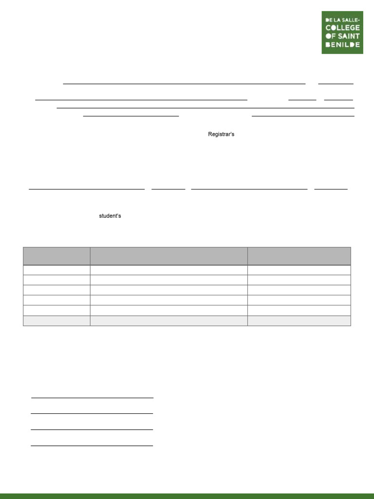 Benilde Scholarship Grade Form | PDF