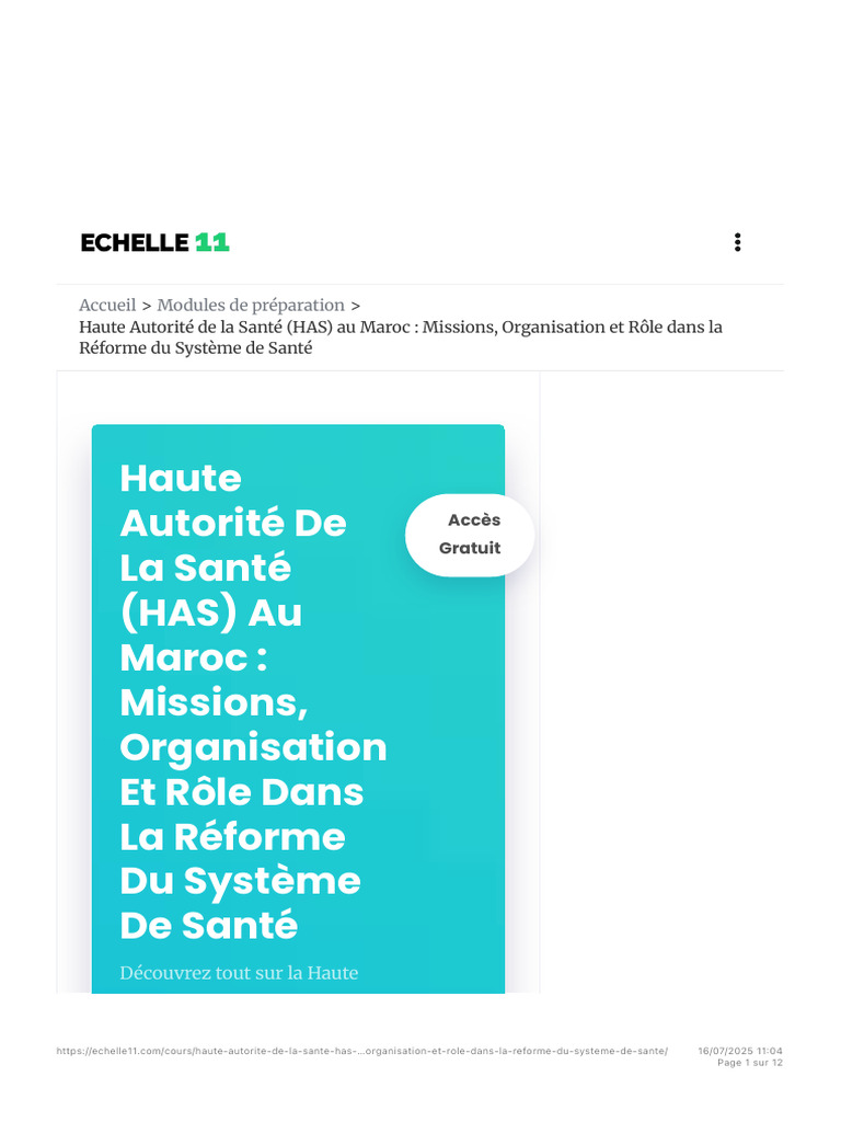 Rôle de la HAS dans la Santé au Maroc | PDF | Hôpital | Maroc