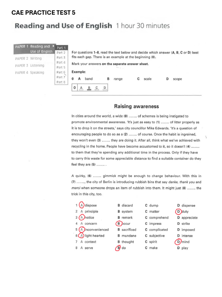 CAE Practice Test 5 Overview | PDF