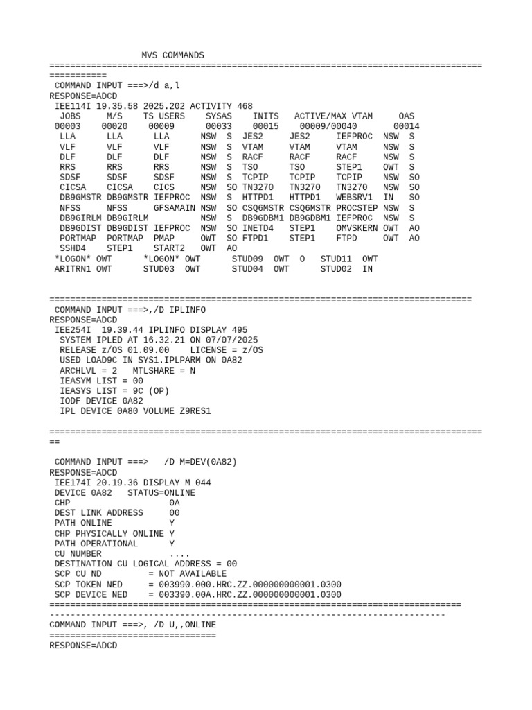 Mvs Commands | PDF | Software | Computer Hardware