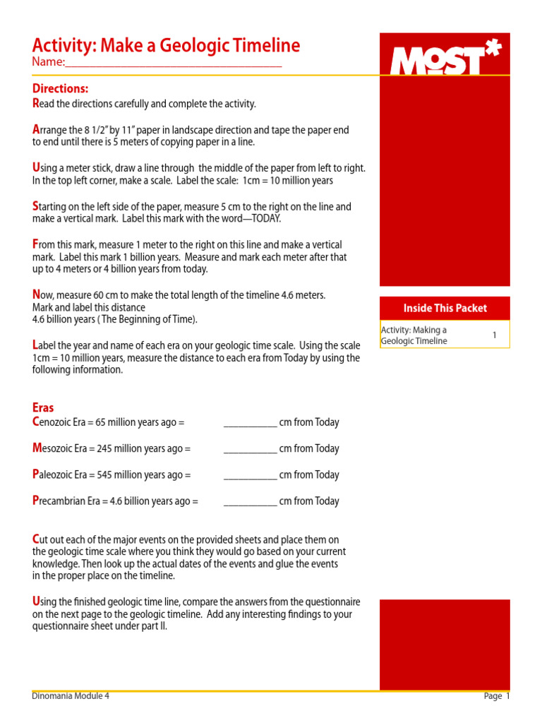 Geologic Time Scale Sheet Activity | PDF | Geology | Earth Sciences