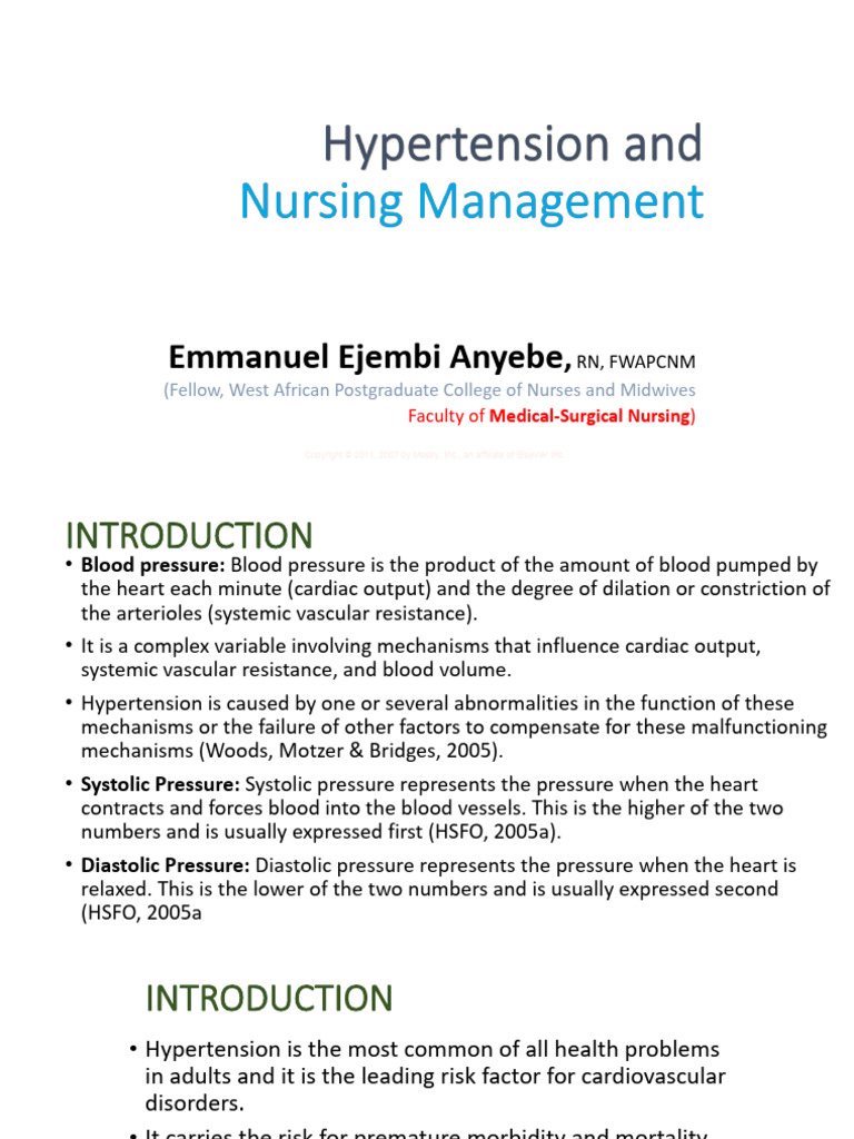 Prof Anyebe Hypertension Lecture | PDF | Hypertension | Blood Pressure