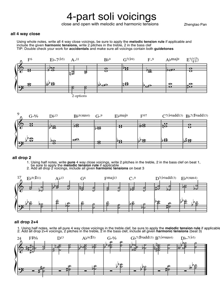 4-Part Soli Voicings Sib7 - Full Score | PDF | Clef | Harmony