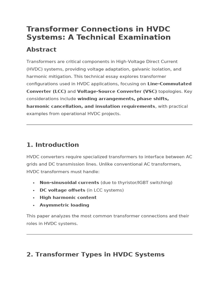 Transformer Connections in HVDC Systems | PDF | High Voltage Direct ...