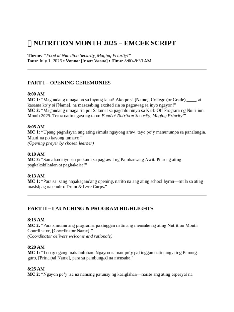 Emcee Script 2 | PDF