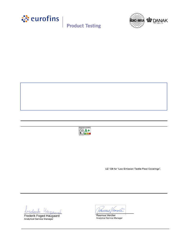 VOC Emission Test Report for Carpets | PDF | Volatile Organic Compound