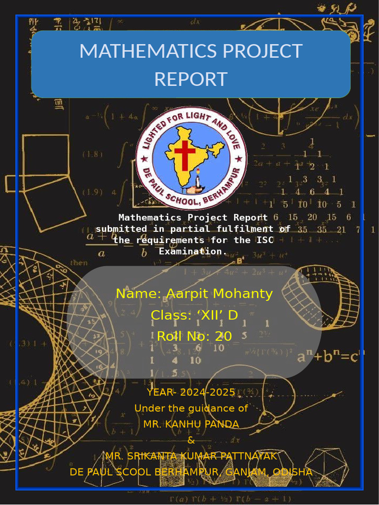 ISC Mathematics Project Report 2024 | PDF