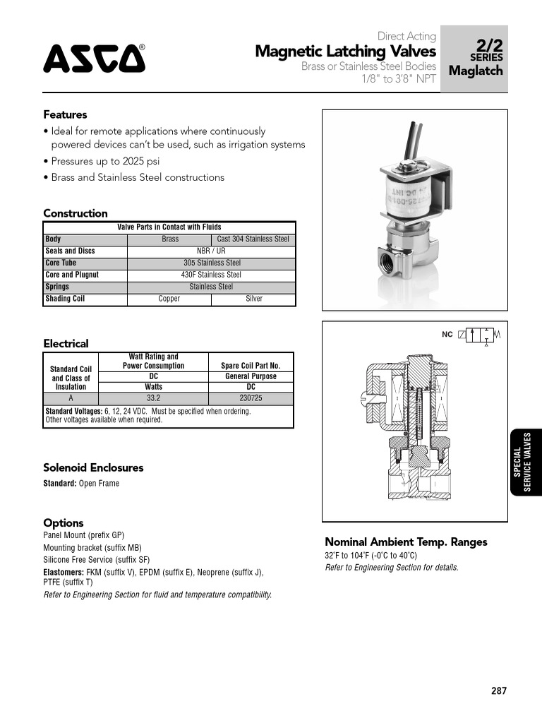 ASCO Magnetic Latching Solenoid Valves | PDF | Valve | Mechanical ...