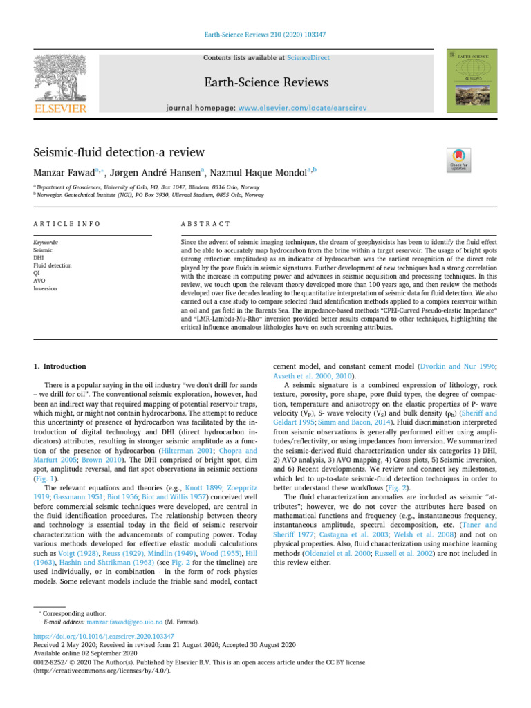 Seismic Fluid Detection Techniques Review | PDF | Reflection Seismology ...