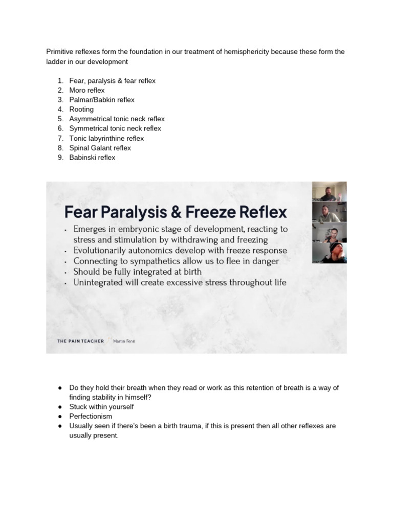 Integrating Primitive Reflexes in Therapy | PDF | Anatomical Terms Of ...