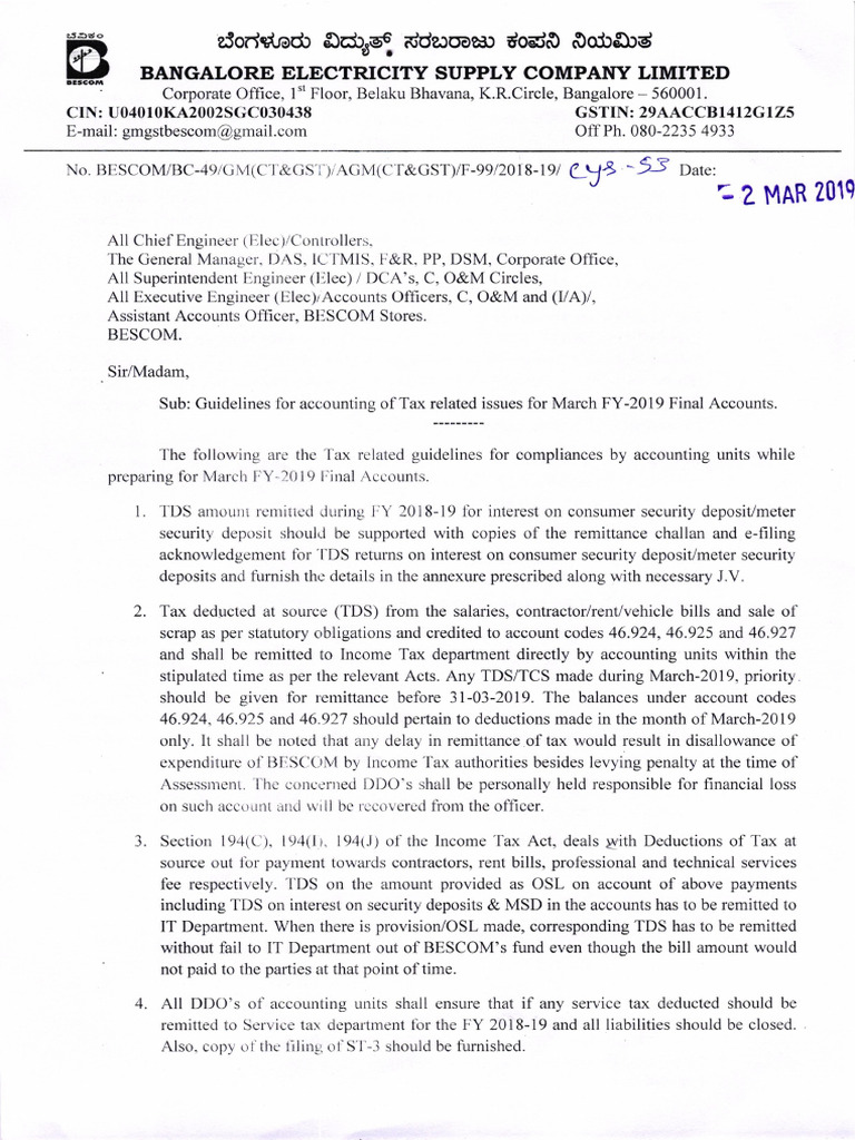 GST Circular March-Final-Accounts-2019-guidelines | PDF