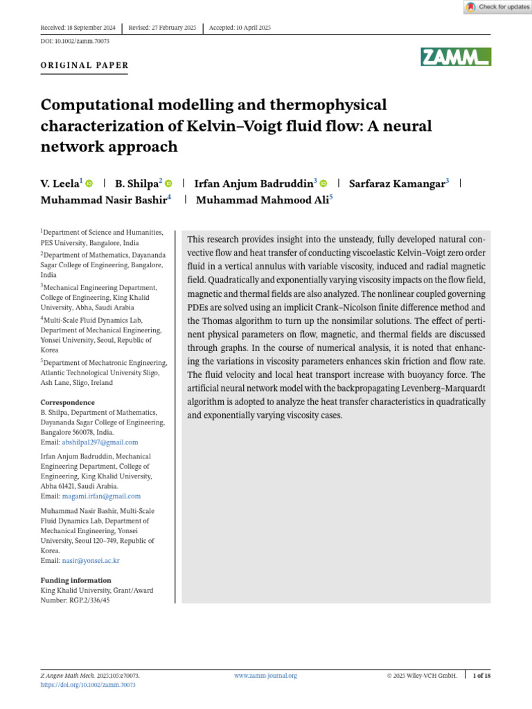 Z Angew Math Mech - 2025 - Leela - Computational Modelling and Thermophysical Characterization ...