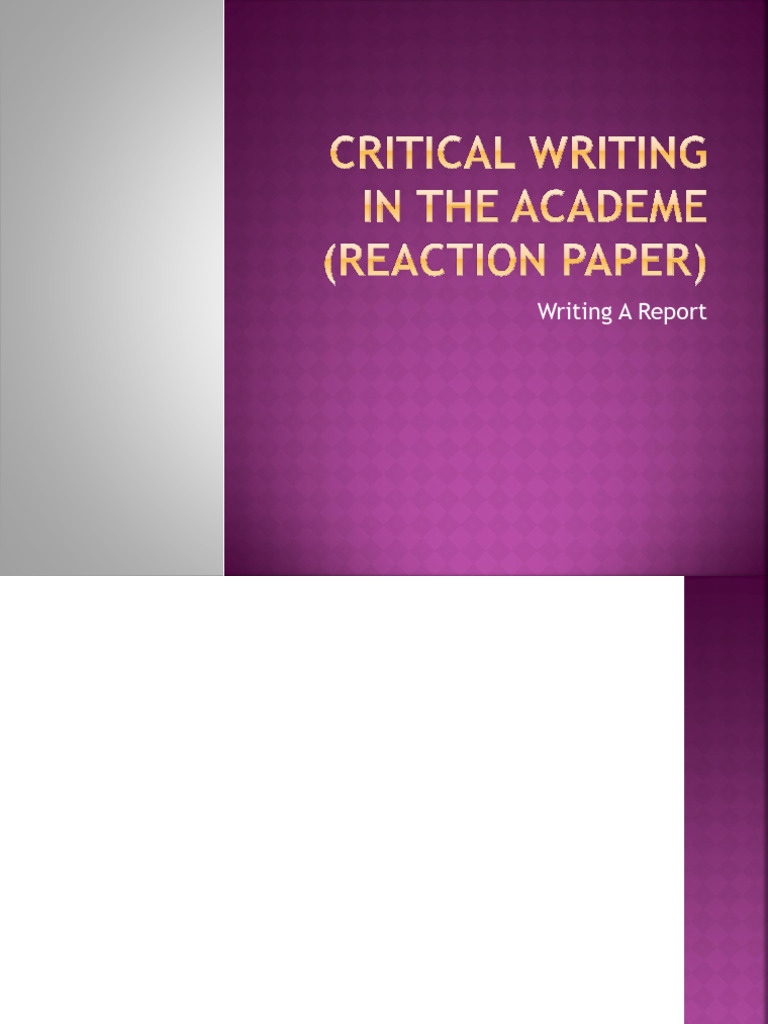 Writing A Reaction Paper | PDF | Essays | Thesis