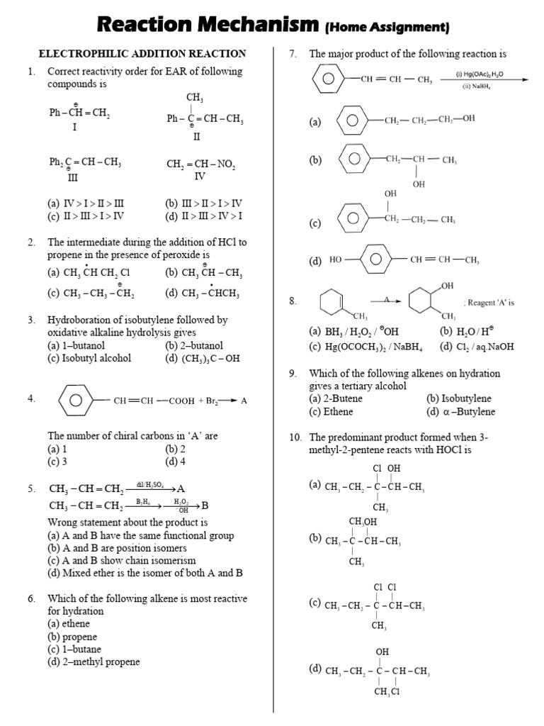Reaction Mechanism Home Assignment | PDF | Ether | Methyl Group