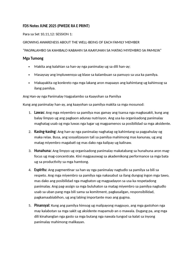 FDS Notes June 2025 For Set 1011 and 12 | PDF