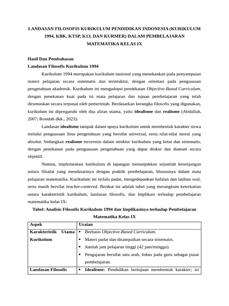 Landasan Filosofis Kurikulum Pendidikan | PDF