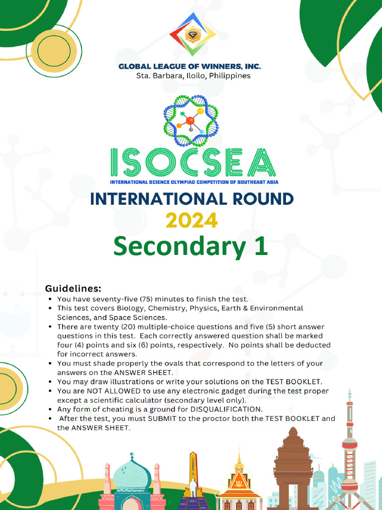 ISOCSEA 2024 Chemistry Practice Test | PDF | Ion | Chemical Elements