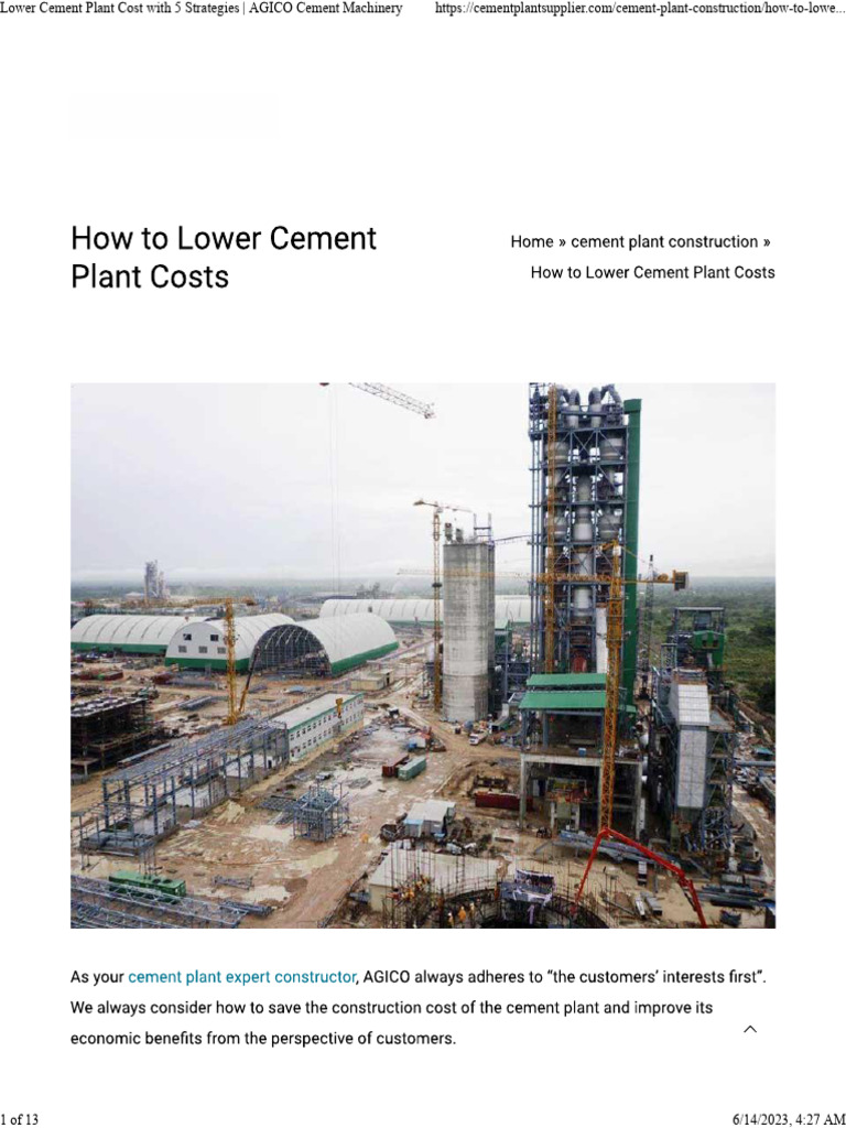 Lower Cement Plant Cost With 5 Strategies - AGICO Cement Machinery ...