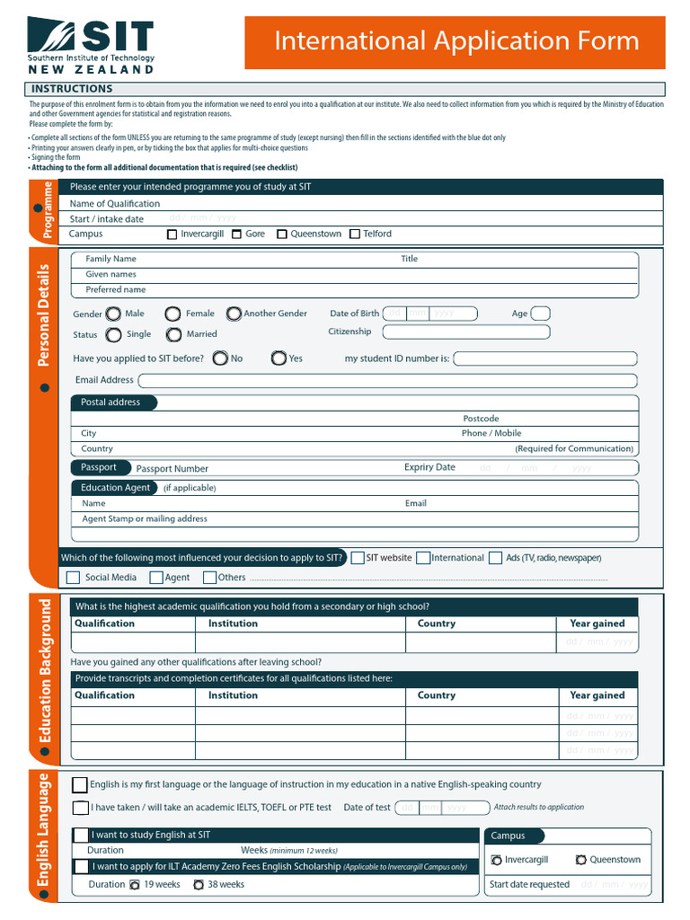 SIT International Application Form | PDF | Disability