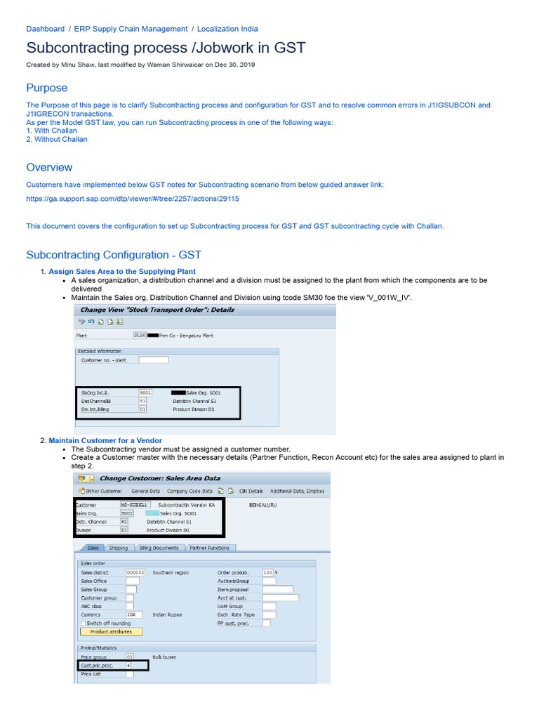 Subcontracting Process - Jobwork in GST - ERP SCM - Community Wiki | PDF | Invoice | Enterprise ...