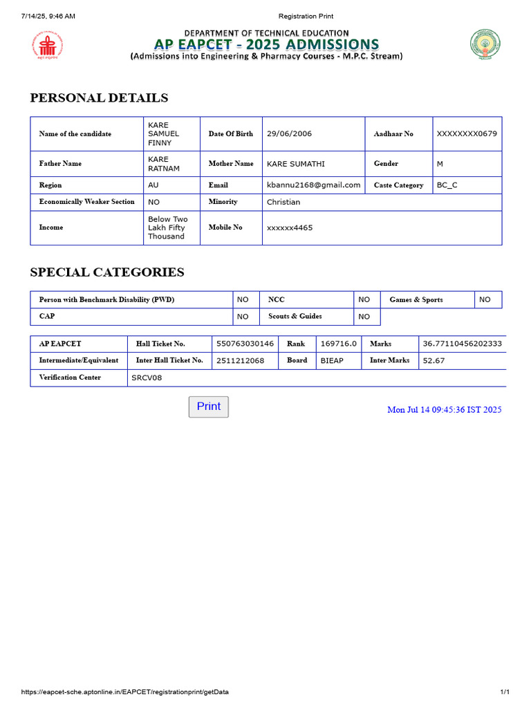 Finny Registration Print | PDF